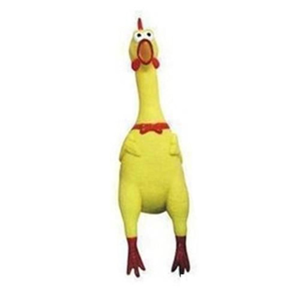 OPOLSKI 17cm Yellow Screaming Rubber Chicken Toy Pressure Relief Squeak ...