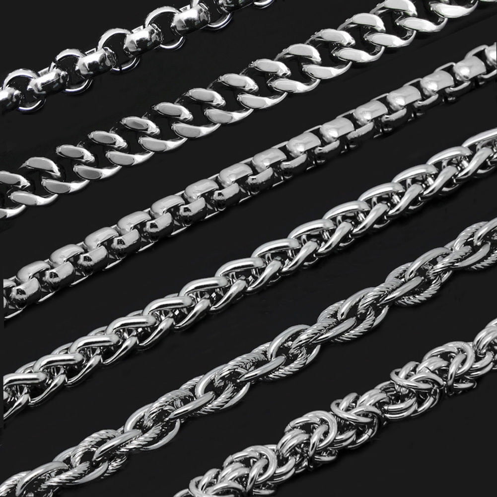 OPOLSKI 2-9mm Stainless Steel Silver Plated Twist Link Chain Necklace ...