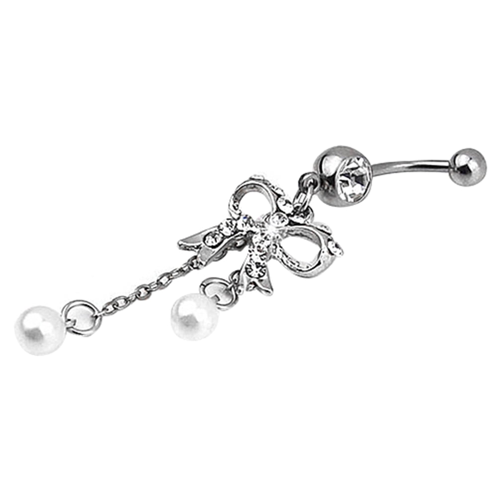 OPOLSKI Butterfly Dangle Ball Button Barbell Bar Body Piercing Belly ...