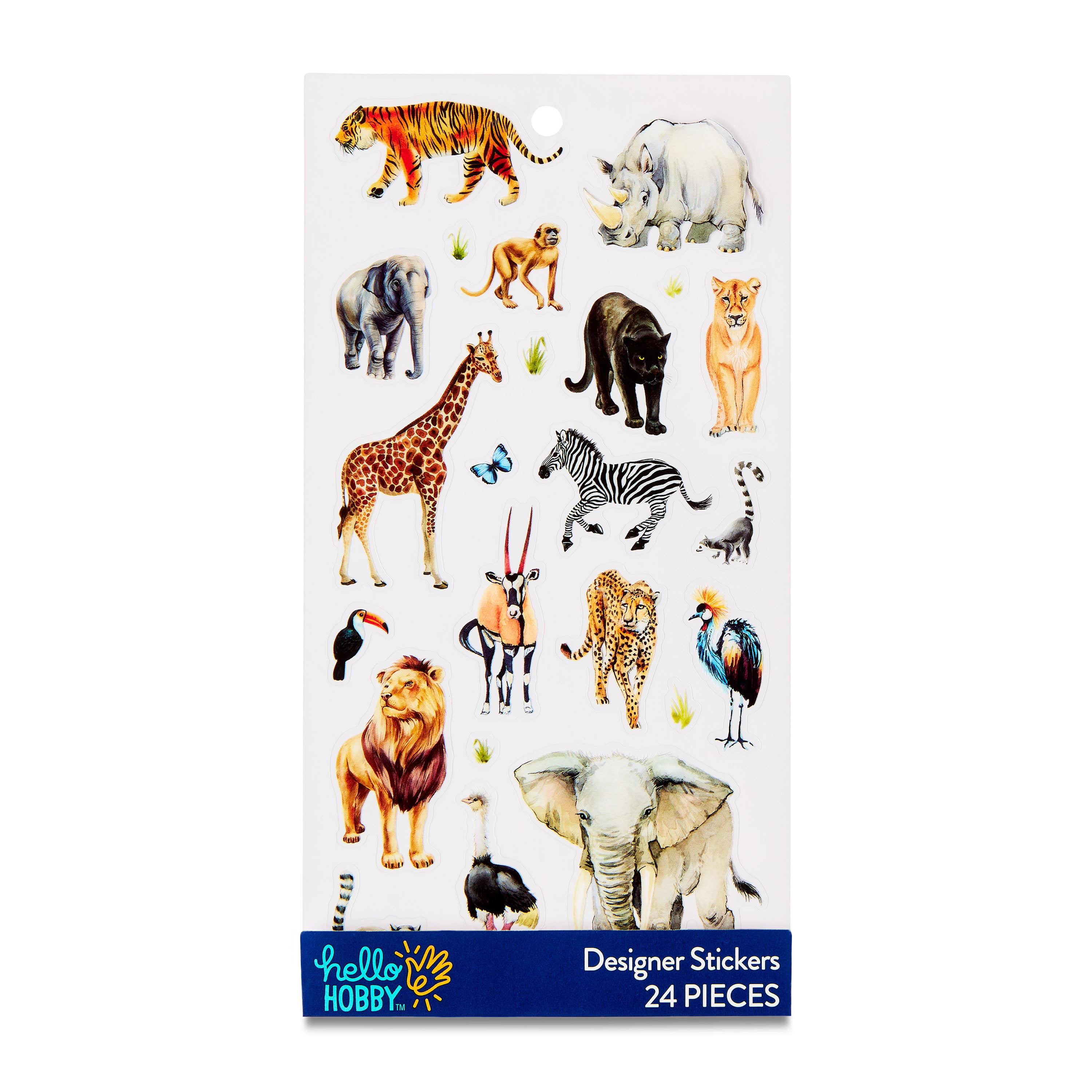 Hello Hobby Multicolor Safari Animals Designer Stickers, 24 Count for ...