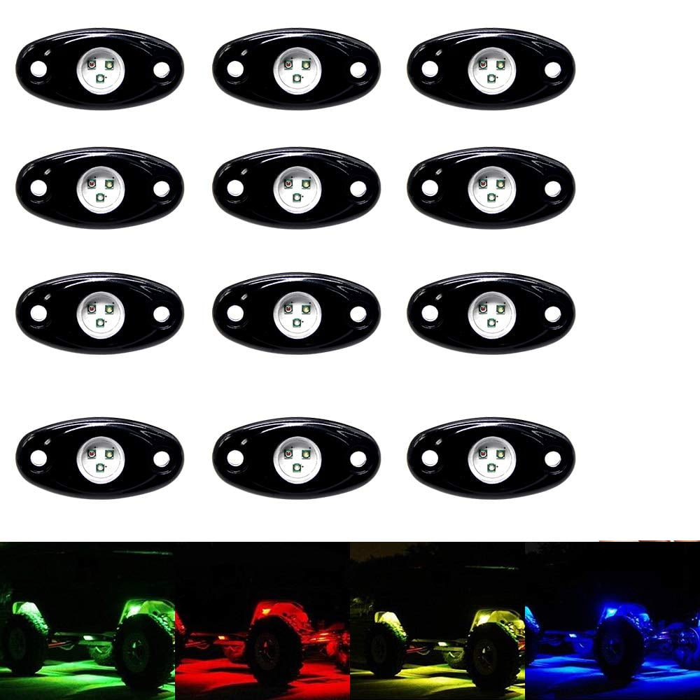 OPP ULITE RGB Led IFF17 Rock Lights 12Pods, APP Control Rock Light Kit, DIY Color Timing Music ...
