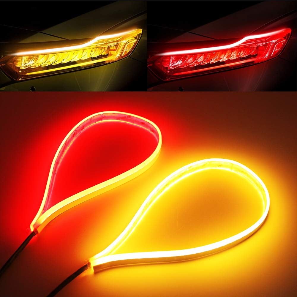 OPP ULITE Red Amber KEF16 LED Strip Light 23 Inches 114 PCS Led Chip Dual Color Waterproof Car ...