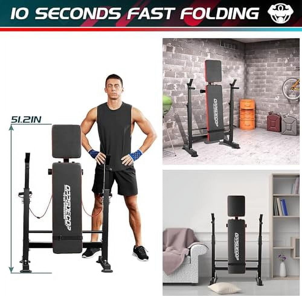 OPPSDECOR 600lbs 6 in 1 Weight Set with Squat Rack, Foldable Adjustable ...