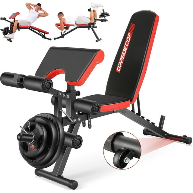 OPPSDECOR Adjustable Weight Bench with Leg Extension and Leg Curl ...