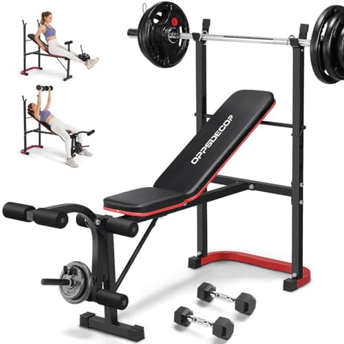 OPPSDECOR Adjustable Weight Bench Set, 661 LBS Bench Press with with ...