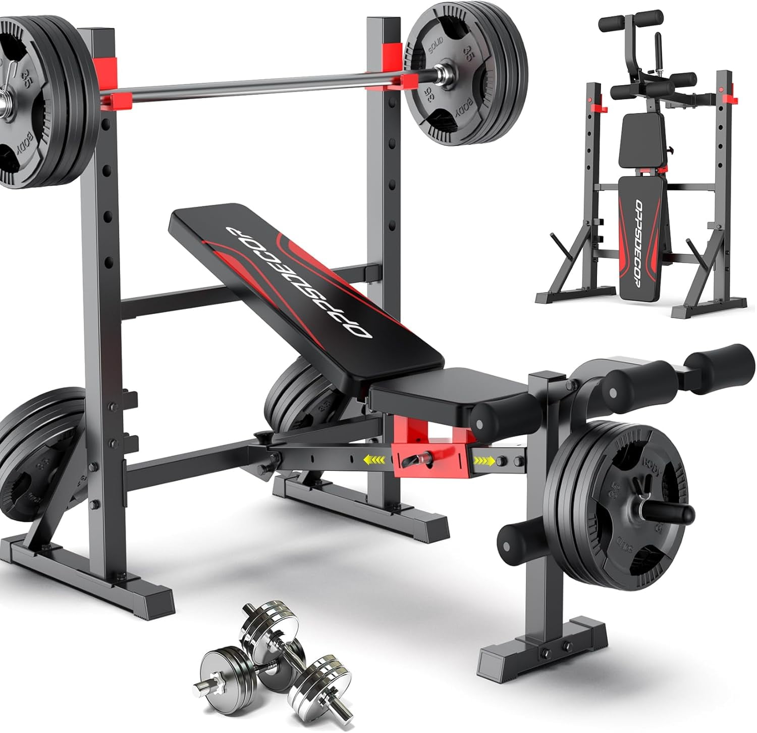 OPPSDECOR Standard Weight Bench with Leg Extension and Leg Curl ...