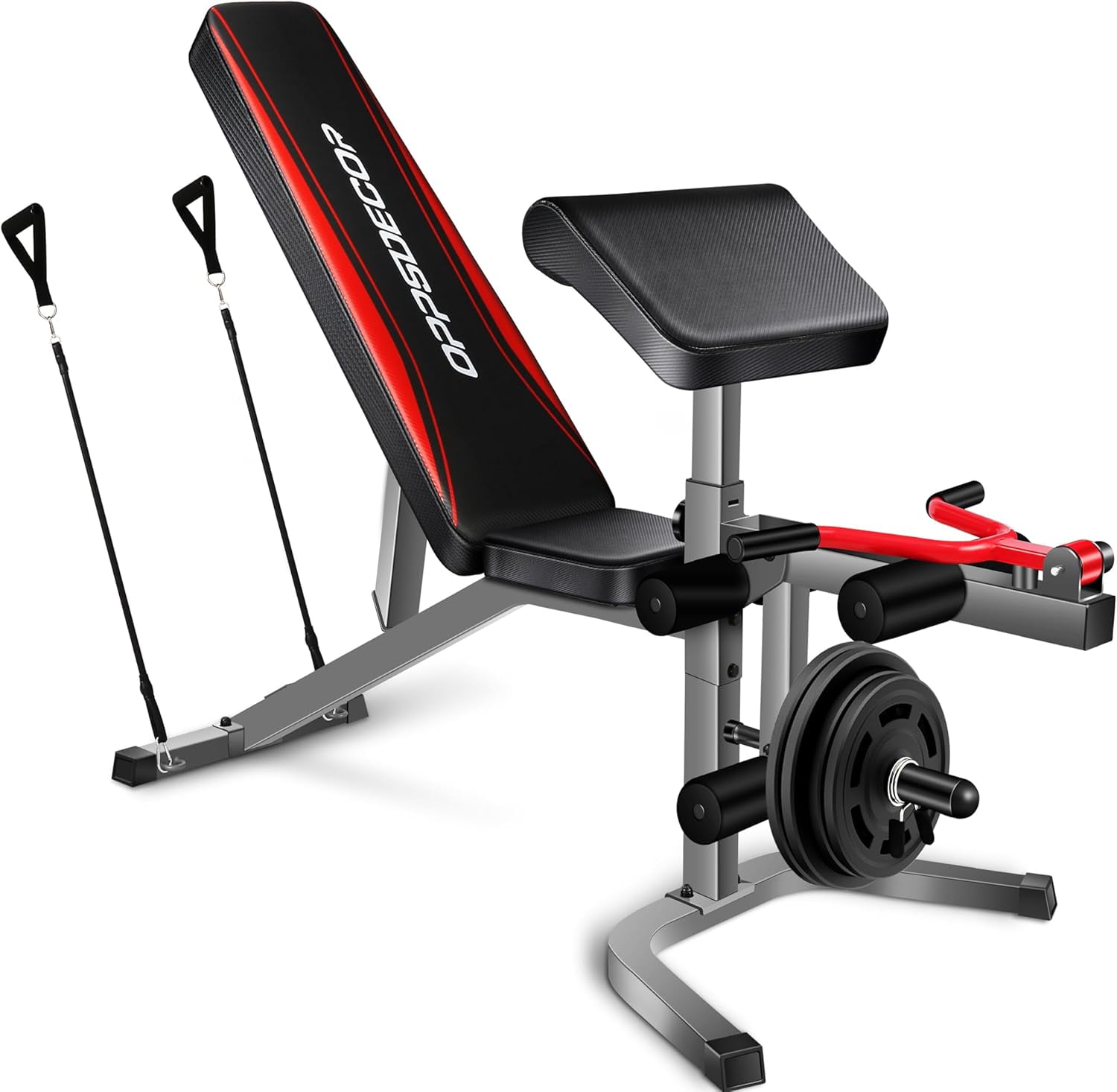 OPPSDECOR Weight Bench Set Adjustable Weight Bench with Preacher Curl ...