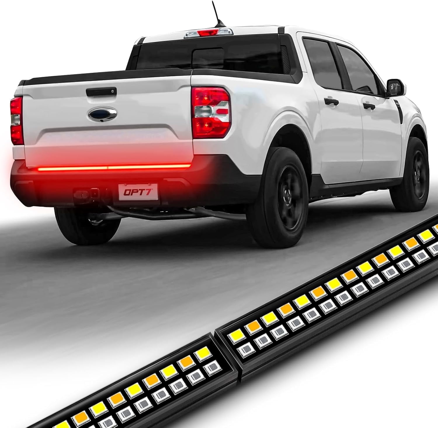 OPT7 48" Redline Parlux Double Row LED Tailgate Light Bar Amber Turn ...