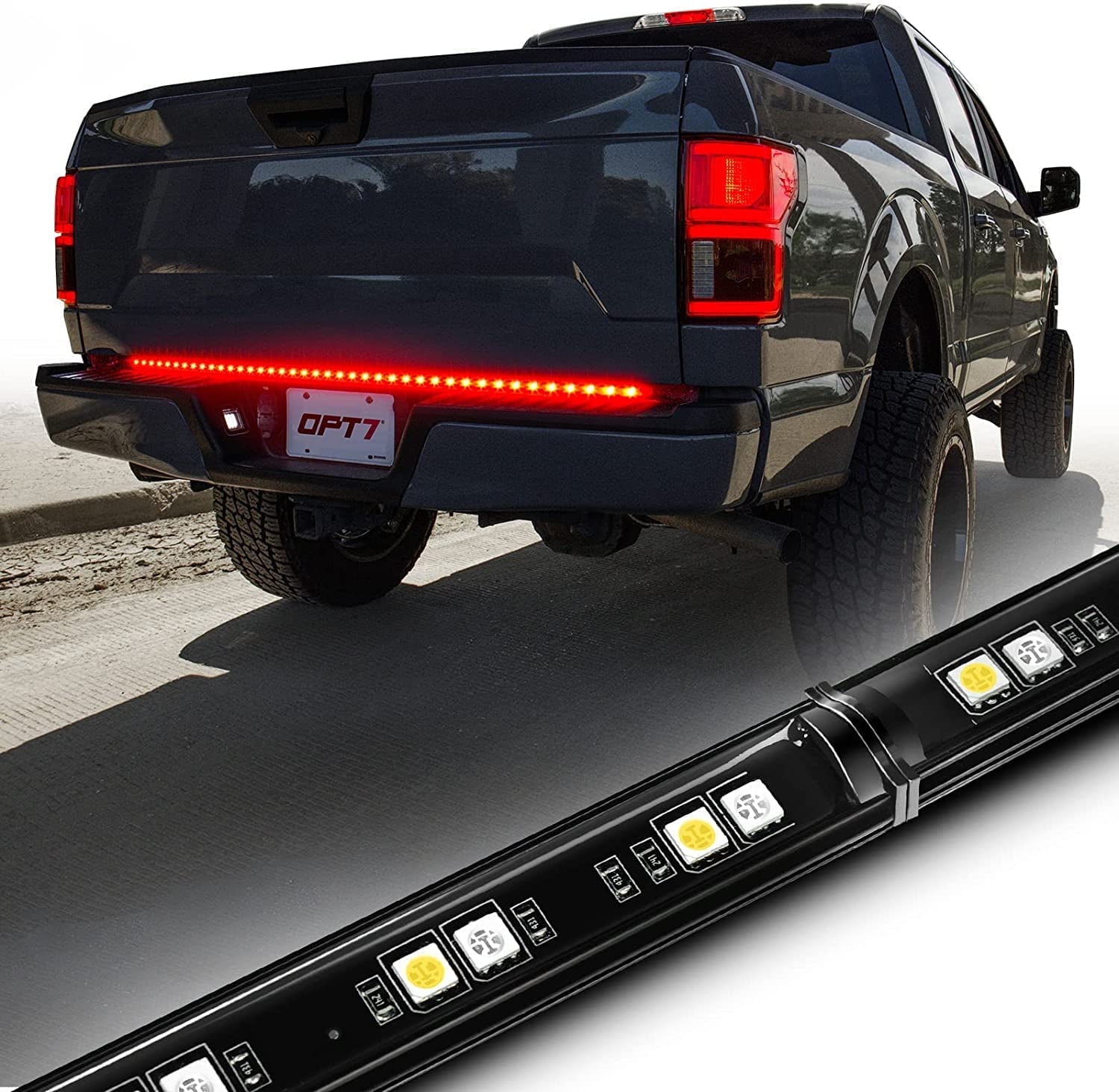 OPT7 48" Redline Parlux Standard LED Tailgate Light Bar Red Turn Signal ...