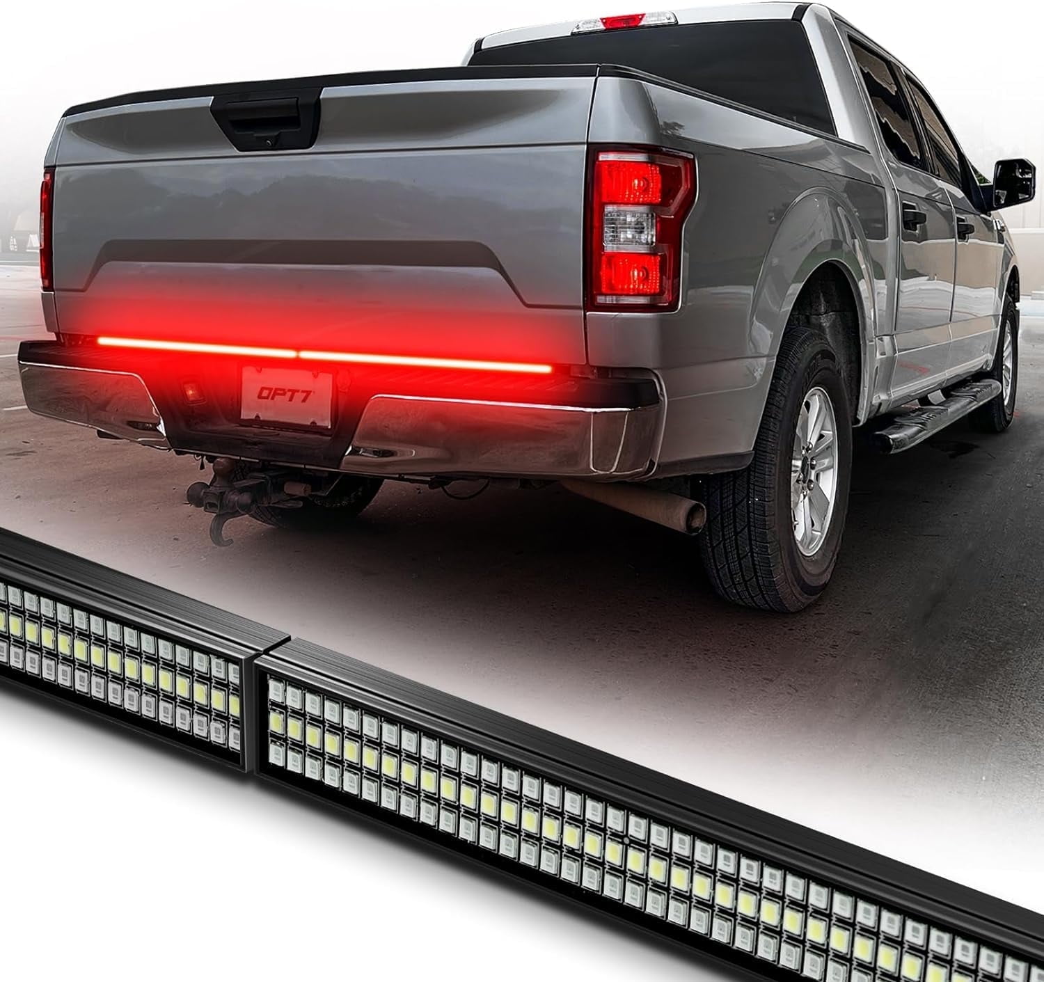 OPT7 48" Redline Parlux Triple Row LED Tailgate Light Bar Red Turn ...