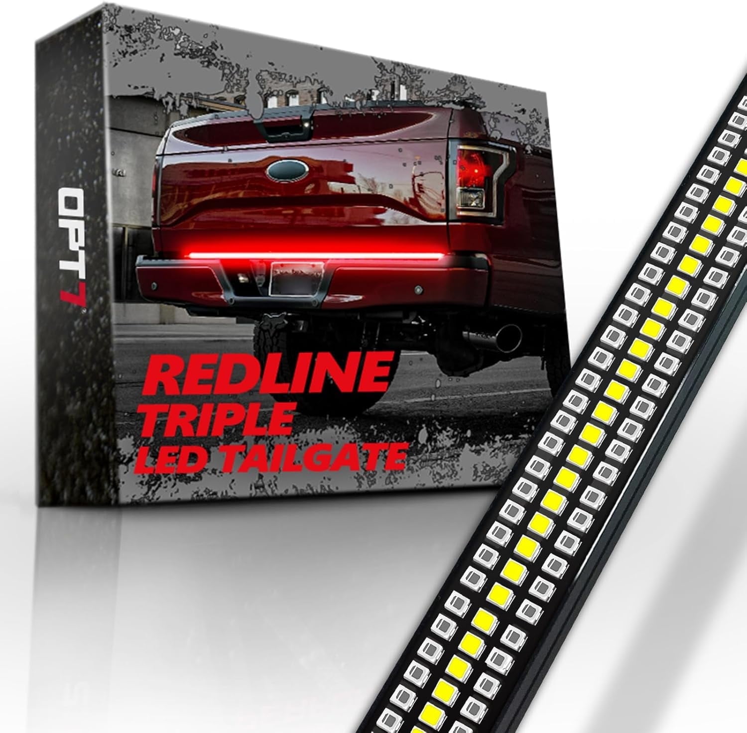 OPT7 60" Redline Triple Row LED Tailgate Light Bar Sequential RED Turn ...