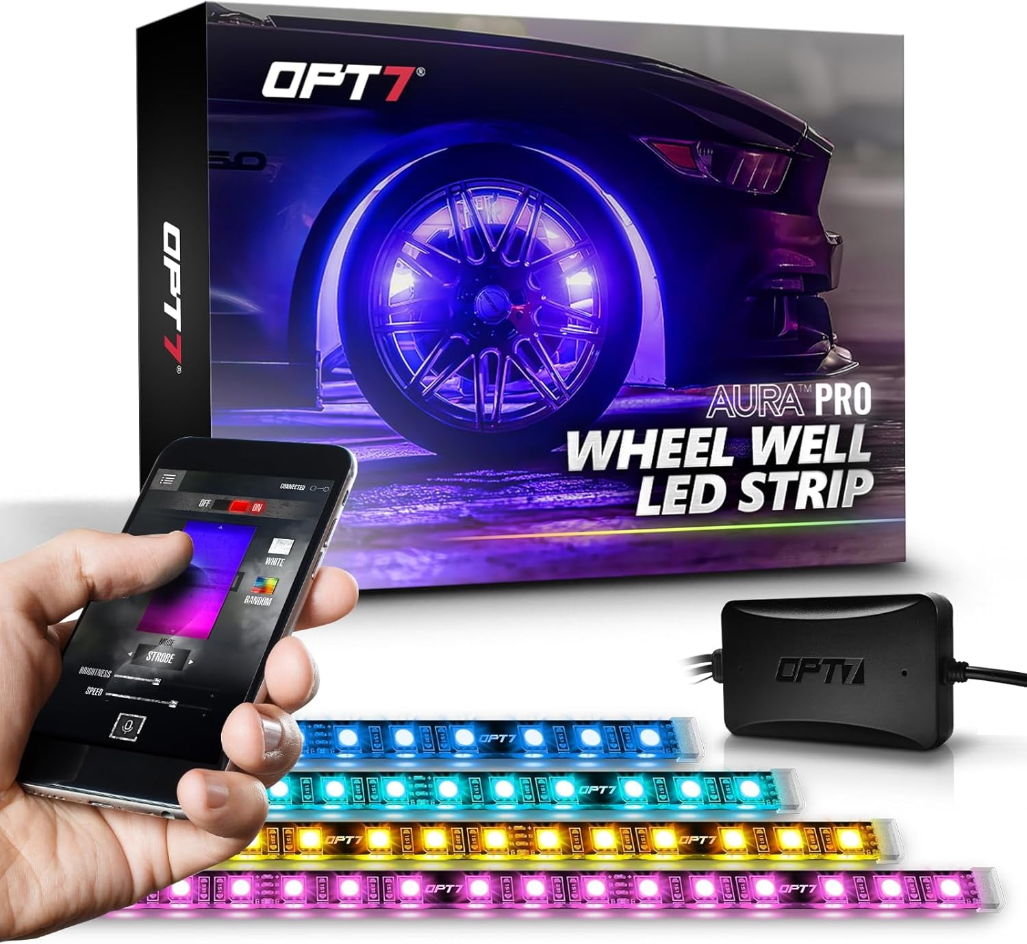 OPT7 Aura Pro Wheel Well Lights Kit with APP & Remote Control, 4pc 24 ...