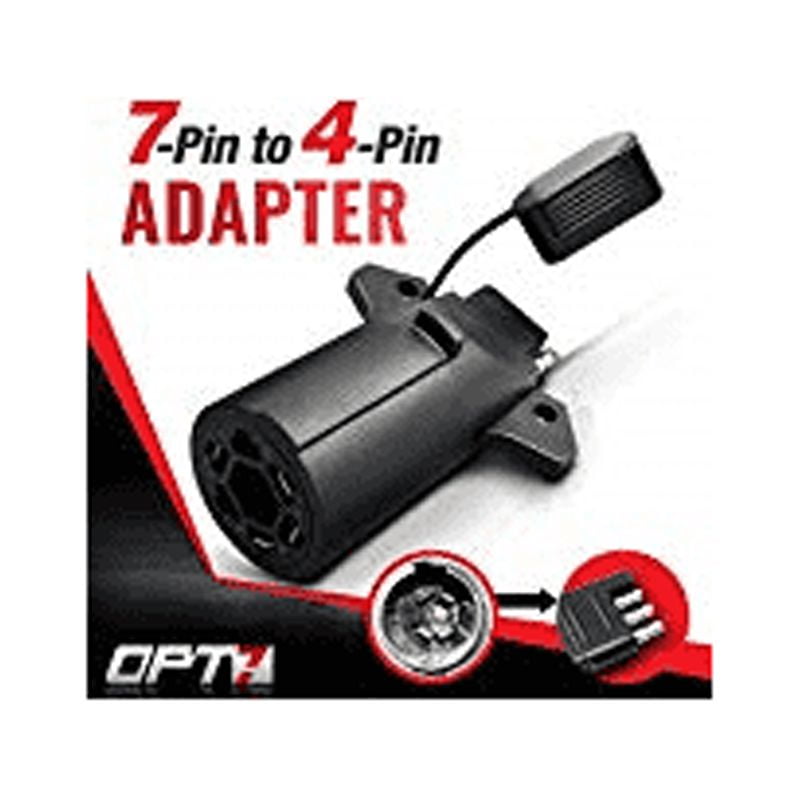 OPT7 Weatherproof 7 Way Flat Blade to 4 Way Pin Adapter for Trailer Tow ...