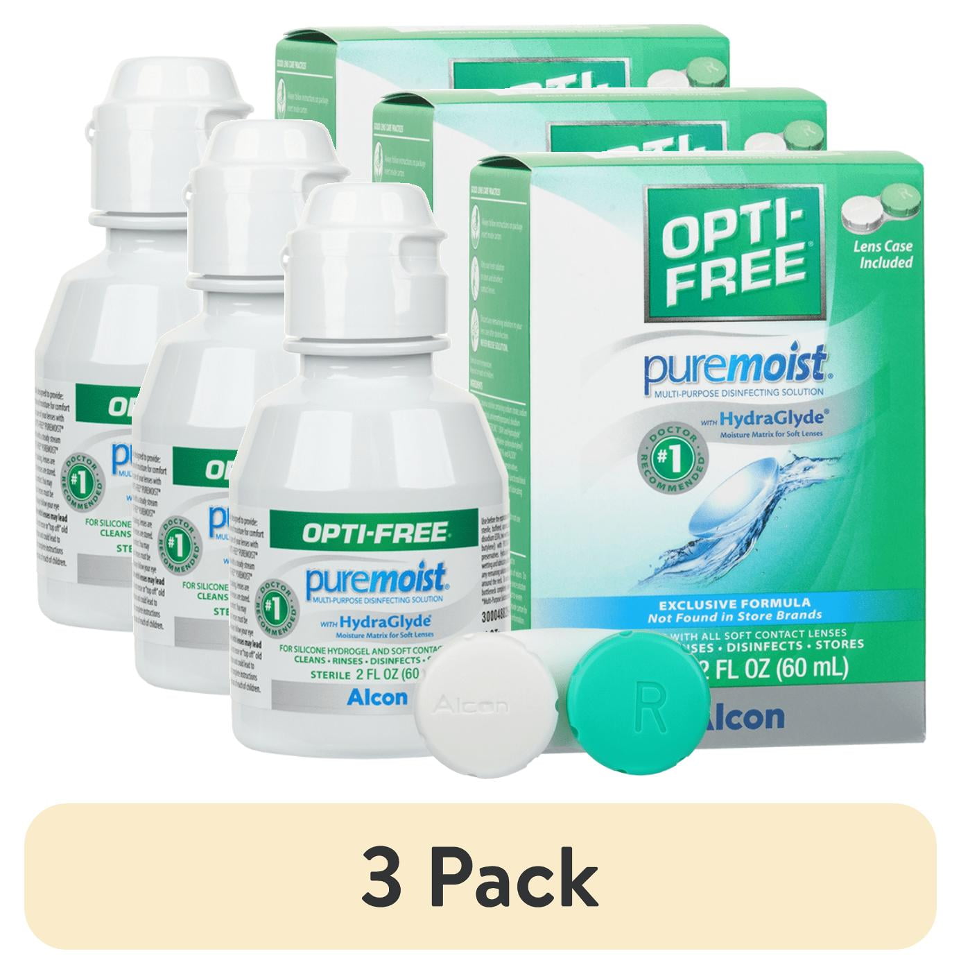 (3 pack) OPTI-FREE Puremoist All Day Comfort Contact Lens Cleaning ...