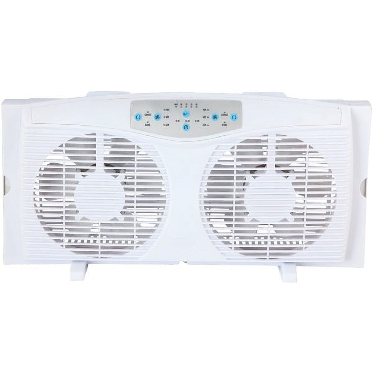 Optimus Tracker 8in Reversible Window Fan, 2-Speed, Built-in Thermostat ...
