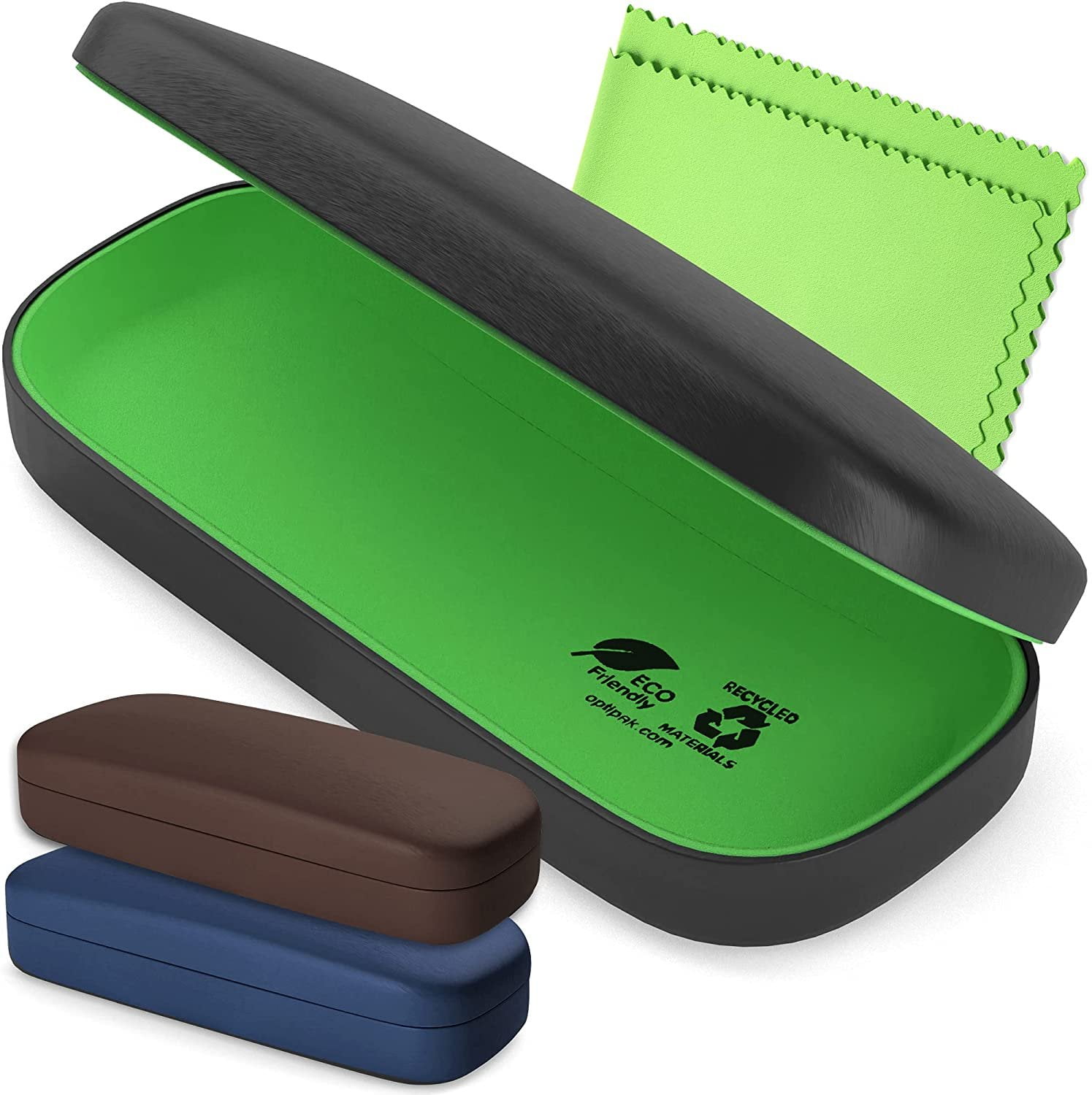 OPTIPAK Hard Shell Glasses Case - Eco Friendly Large Eyeglass Hard Case ...