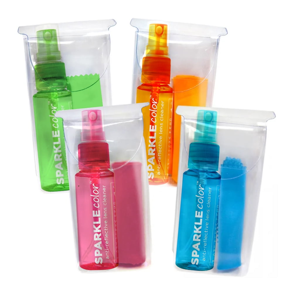 OPTIPAK Vinyl Flip-Top Pouch Lens Cleaner Spray Kit with (4x) 1oz Glasses Cleaner Bottle + (4x ...