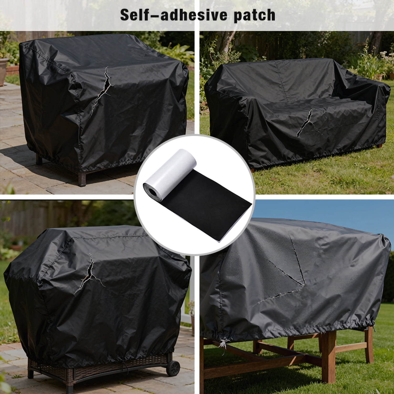OPTUTUS Black Self-Adhesive Nylon Repair Tape 3"×79", Waterproof Fabric ...