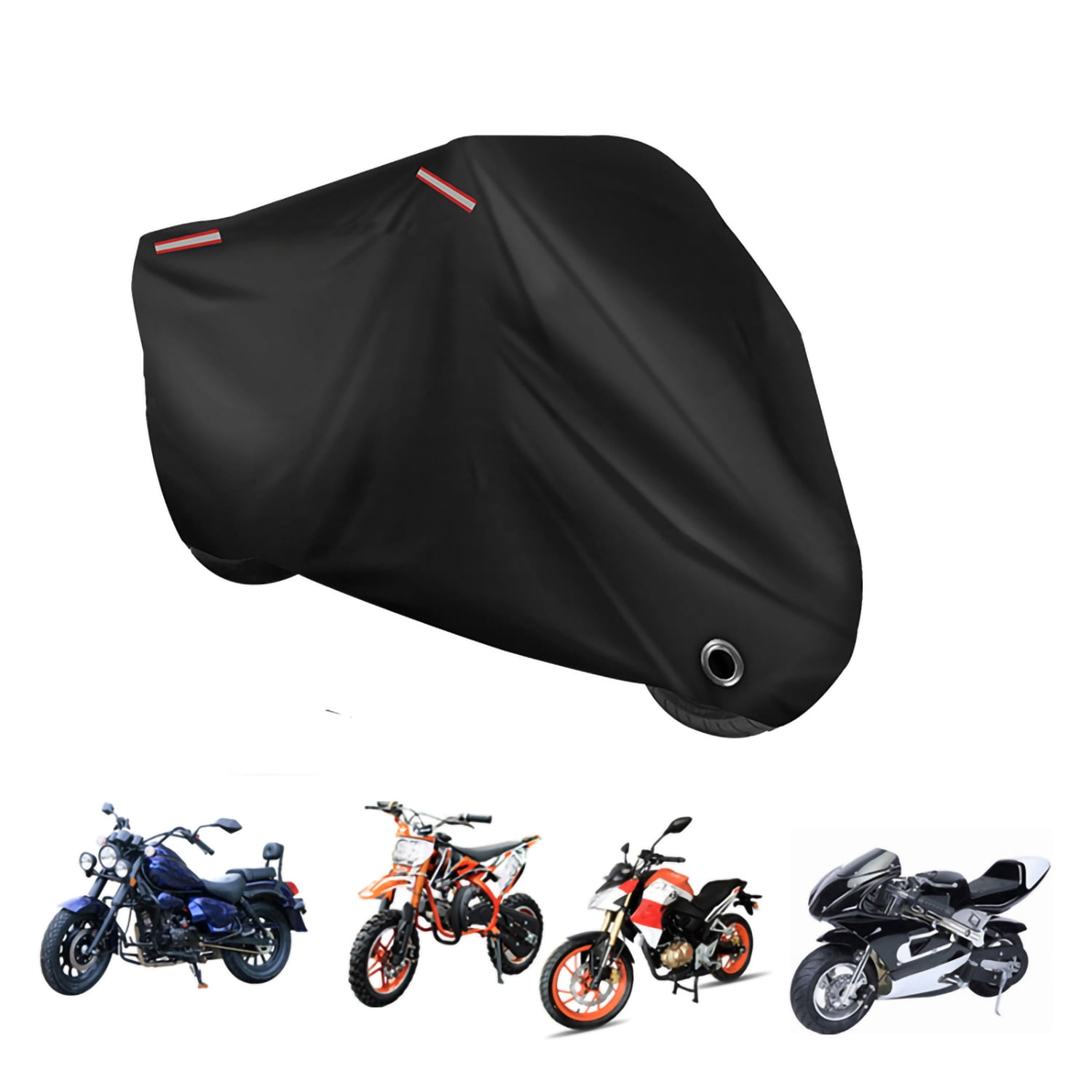 OPTUTUS Motorcycle Cover 87 Inch – Black Oxford Waterproof Tarp with ...