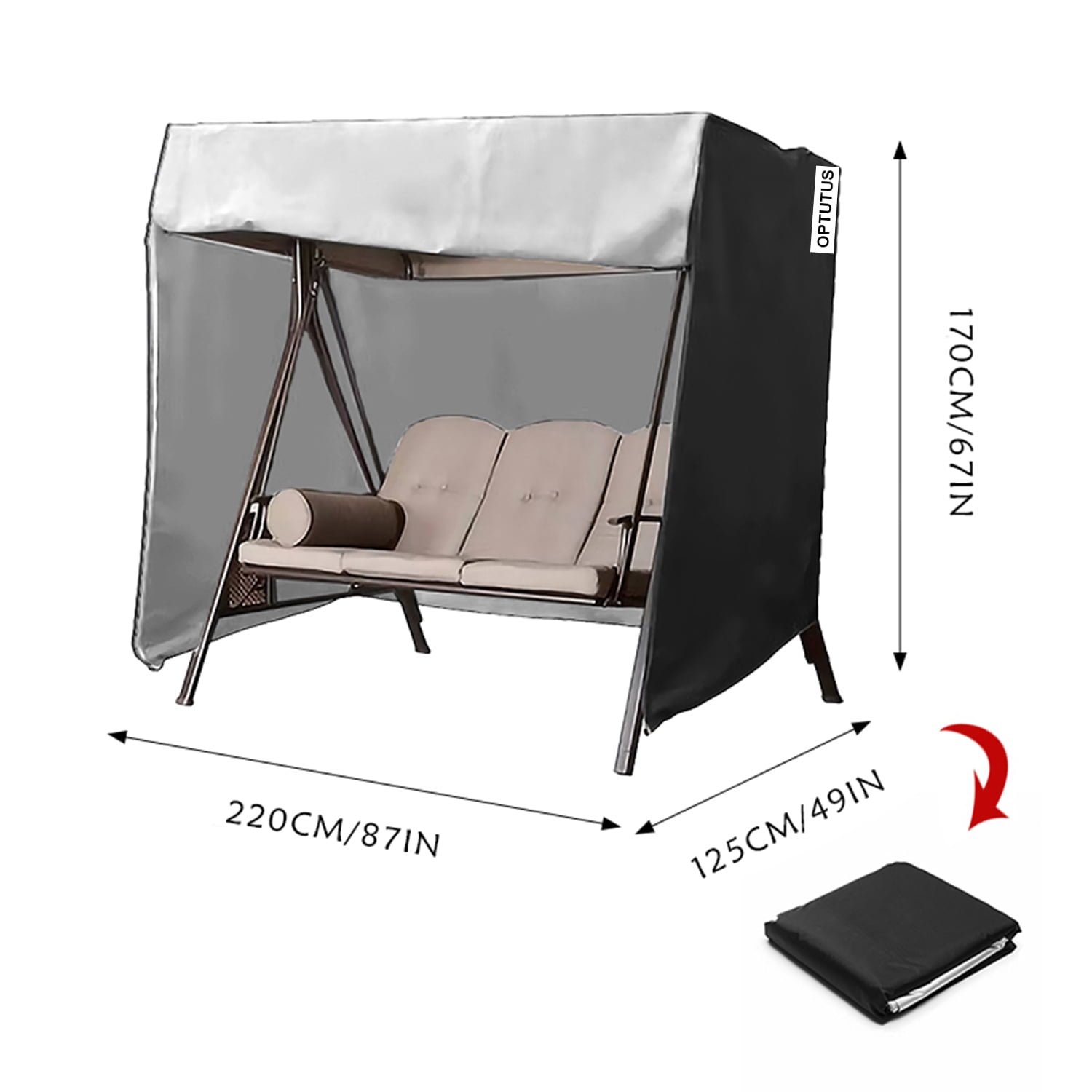 OPTUTUS Outdoor Swing Cover 3 Seater Hammock Cover, Waterproof Patio ...