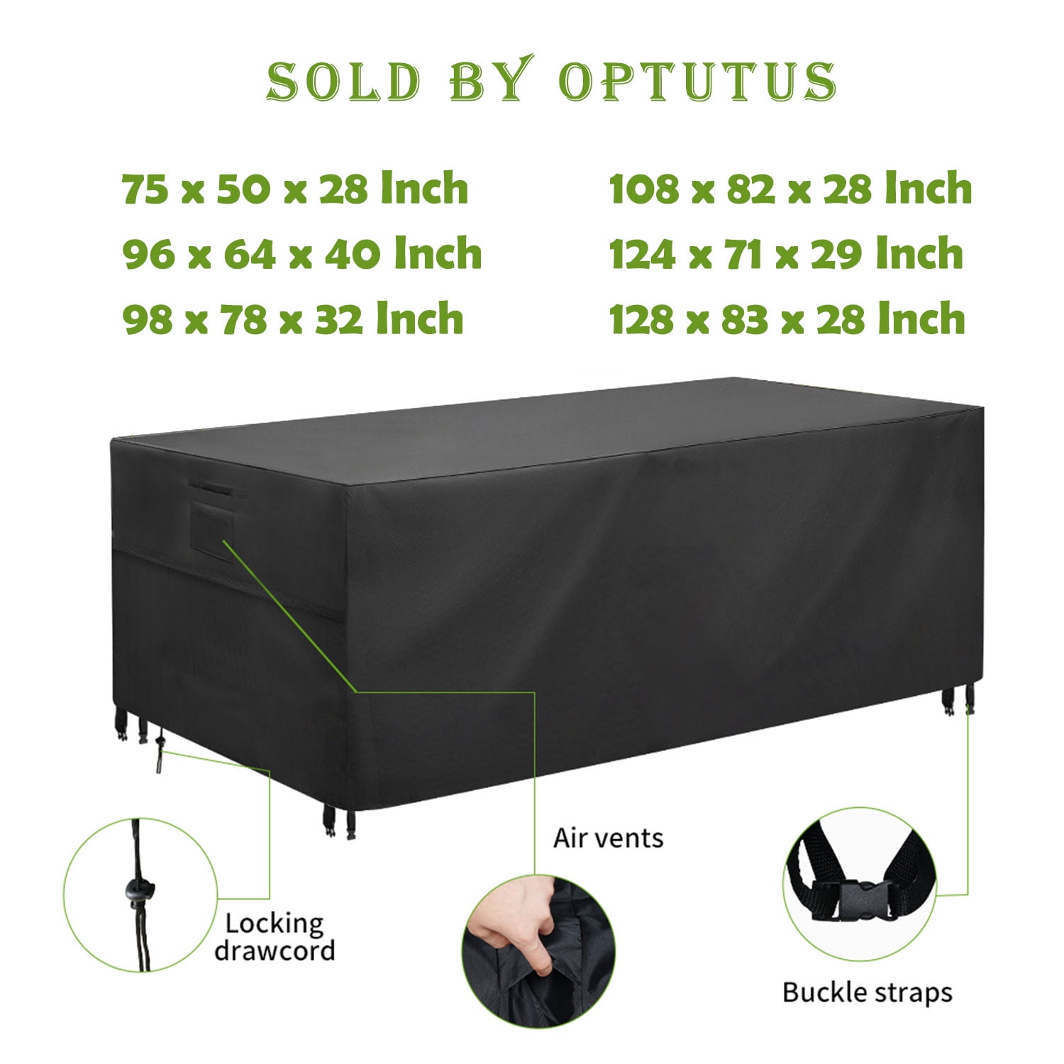 OPTUTUS 600D Waterproof Patio Table Cover - 96" Large Outdoor Furniture ...