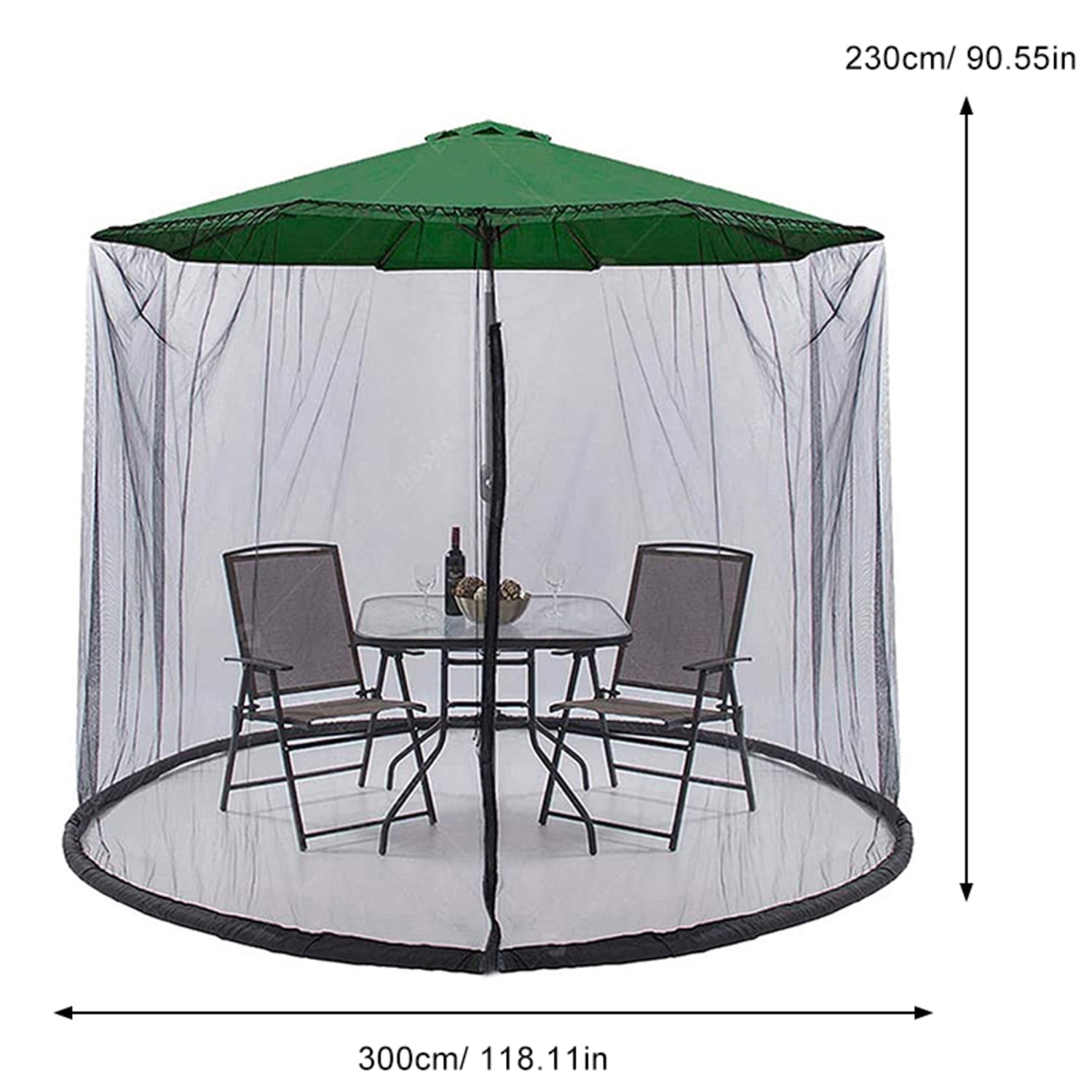OPTUTUS For 10ft Patio Umbrella Mosquito Net with Double Zip Door and ...