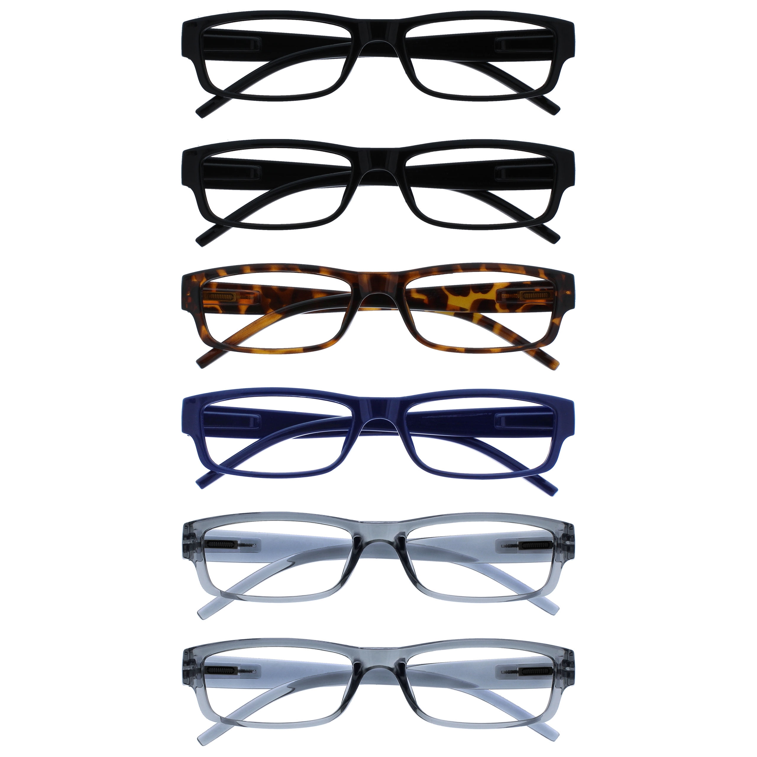 OPULIZE Ace Reading Glasses 6 Pack Classic Everyday Narrow Frame ...