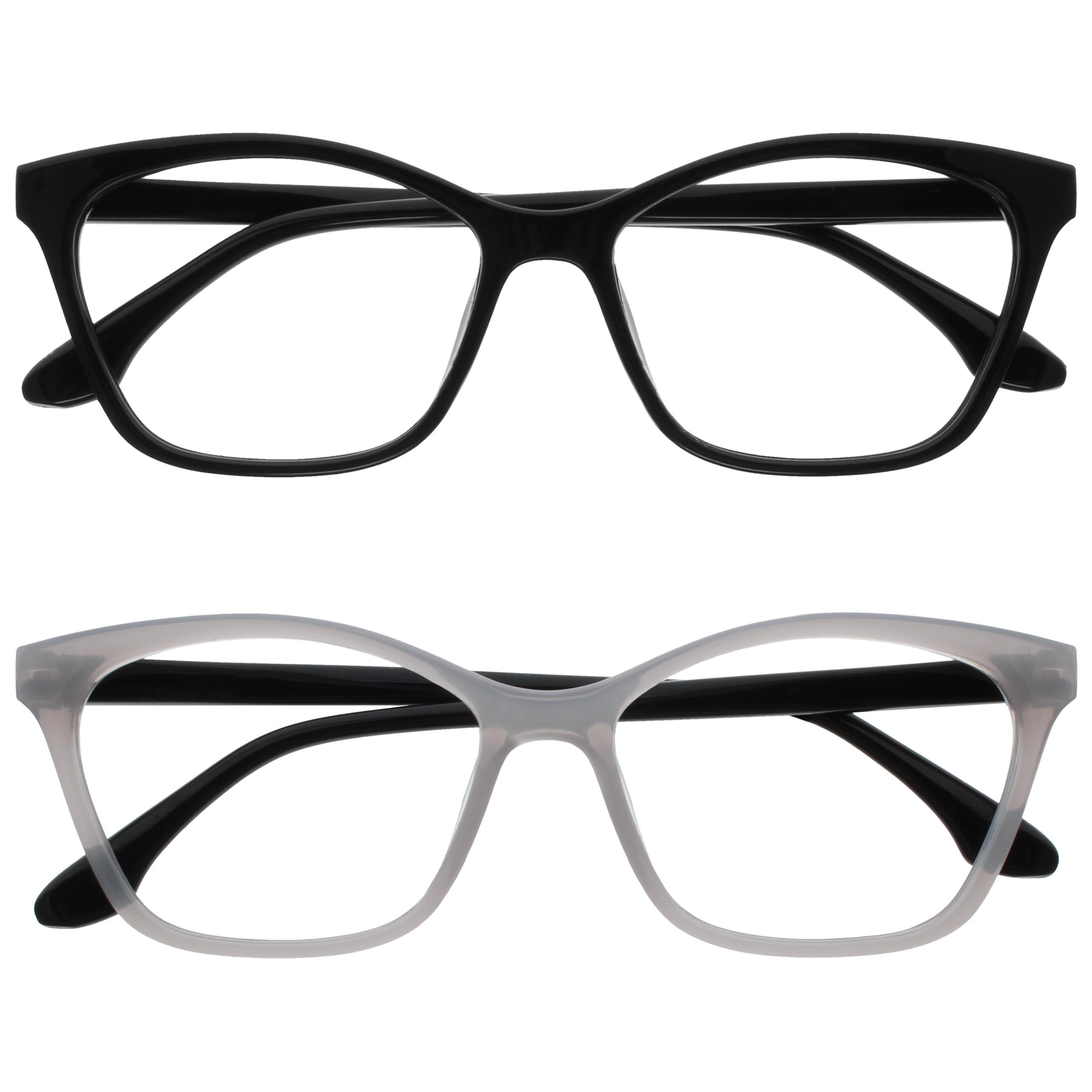 OPULIZE KAT Reading Glasses - 2-Pack - Cat-Eye Frame - Black, Gray ...