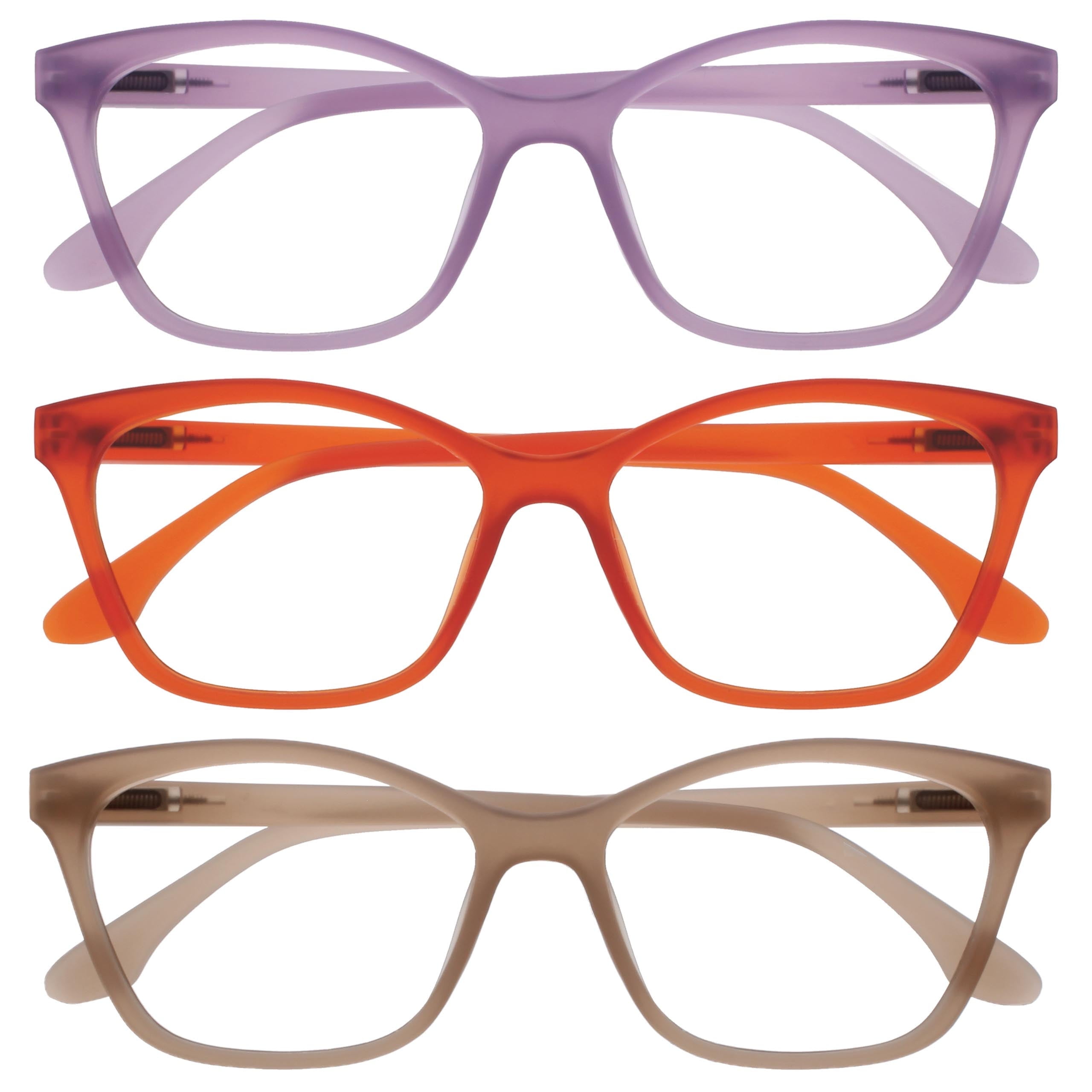 OPULIZE KAT Reading Glasses - 3-Pack - Cat-Eye Frame - Purple, Orange, Taupe - Men & Women ...