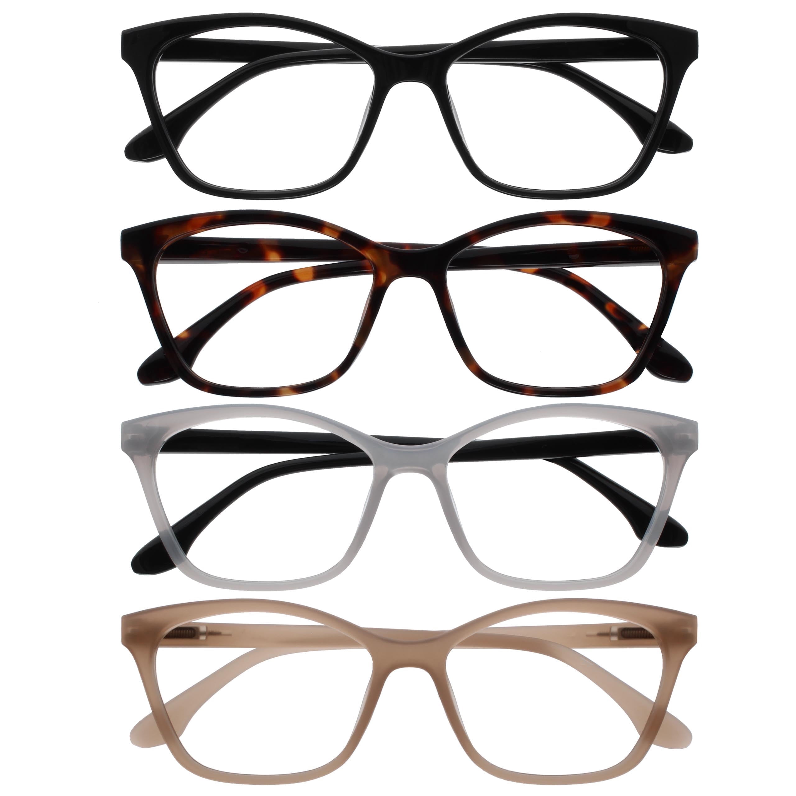 OPULIZE KAT Reading Glasses - 4-Pack - Cat-Eye Frame - Black, Brown ...