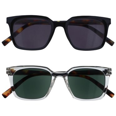 OPULIZE KOI Reading Glasses 2 Pack - Large Rectangular Frame - Black ...