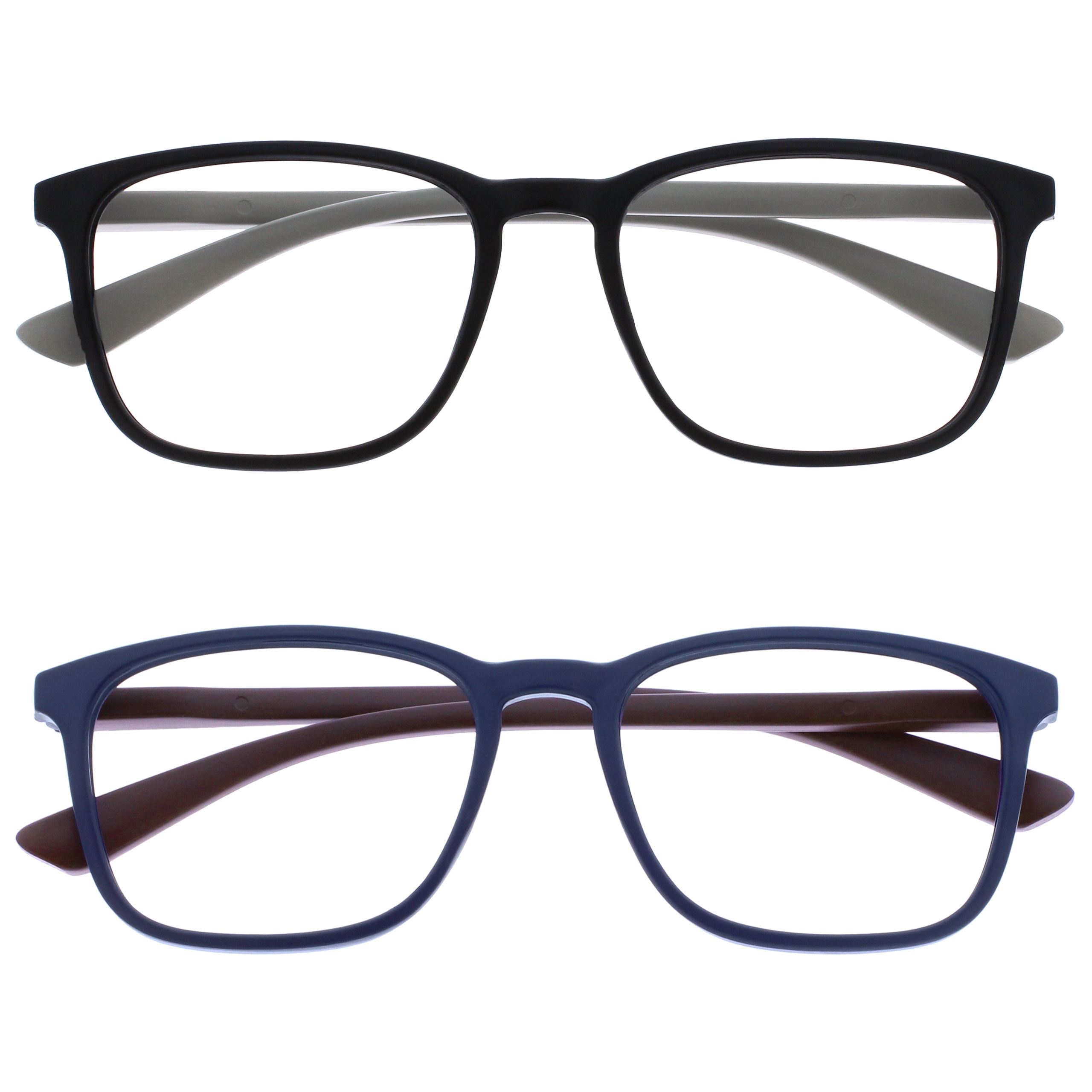 Opulize Reading Glasses 2 Pack Men's Women's Unisex Large Rectangular ...