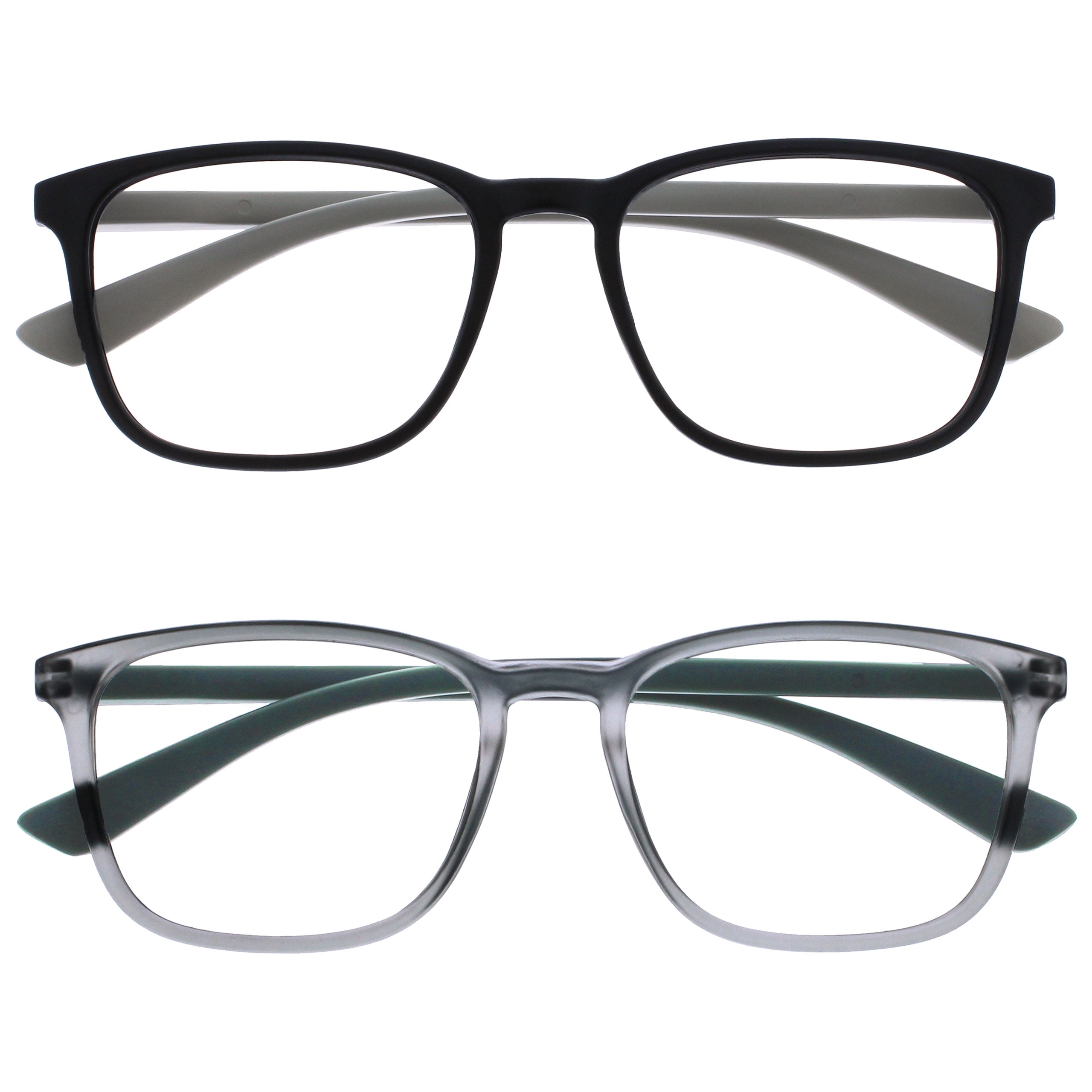 Opulize MAX Reading Glasses 2 Pack, Large Rectangular Frame, Matte ...