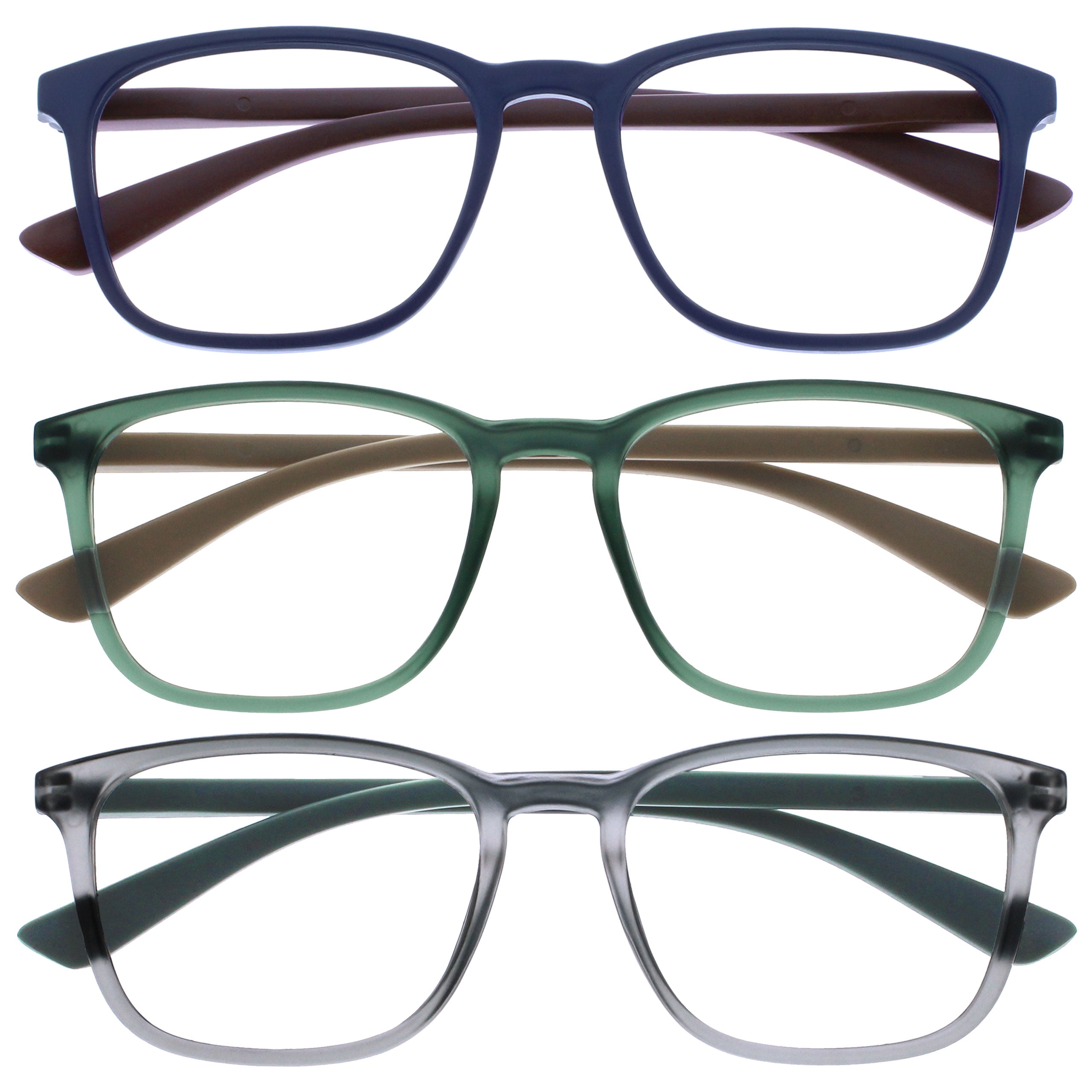 OPULIZE MAX Reading Glasses 3 Pack - Classic Large Rectangular Frame ...