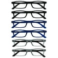 OPULIZE TED Reading Glasses - 6 Pack - Rectangular Frame - Black, Blue ...