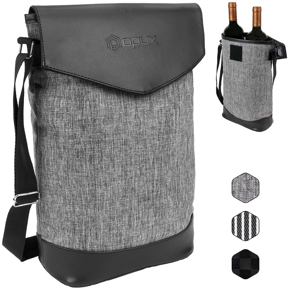 OPUX 2 Bottle Wine Bag Tote Carrier | Leakproof Insulated Wine Cooler ...