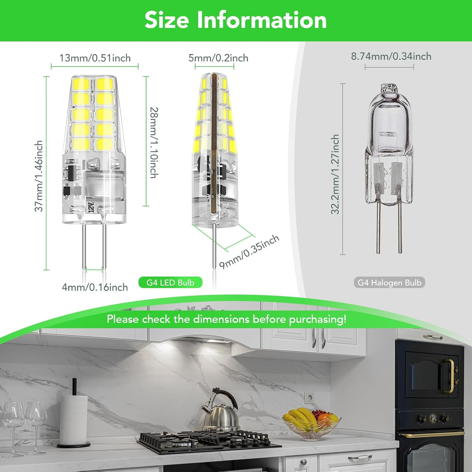 OPVM-10 Pack G4 LED Bulb 2W Equivalent 30W 6000K Daylight 250 Lumens ...