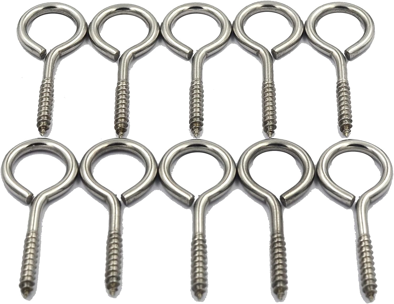 OPVM-10 pcs 2-1/2 Inch 304 Stainless Steel Screw-in Hooks Eye Bolt ...