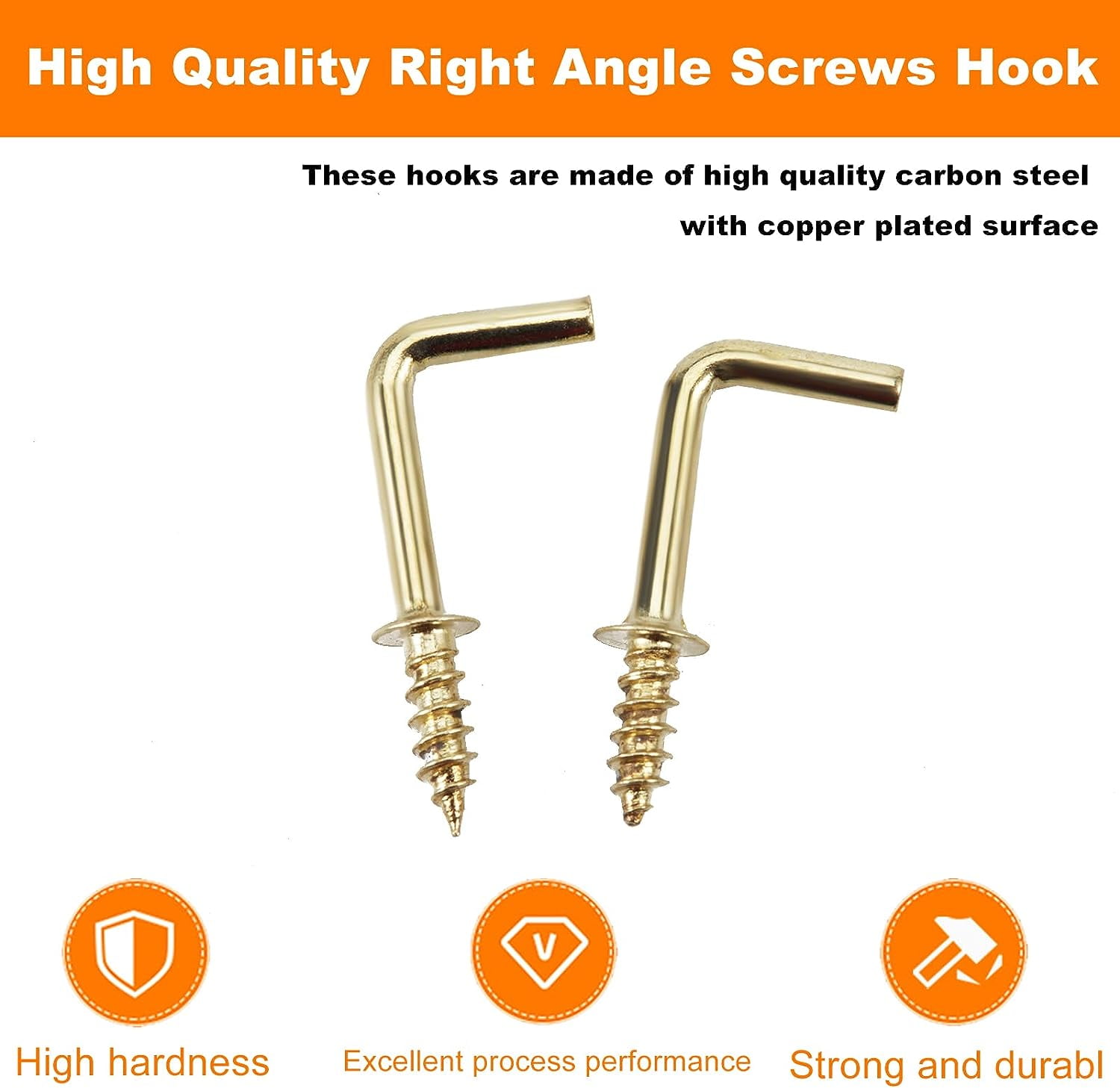 OPVM-100PCS Right Angle Screws Hook 1/2 Inch, Screw-in Square Bend ...