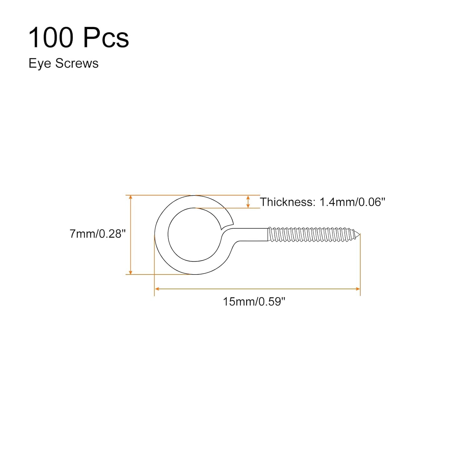 OPVM-100Pcs Eye Screws, 304 Stainless Steel 15x7mm Small Self Tapping ...