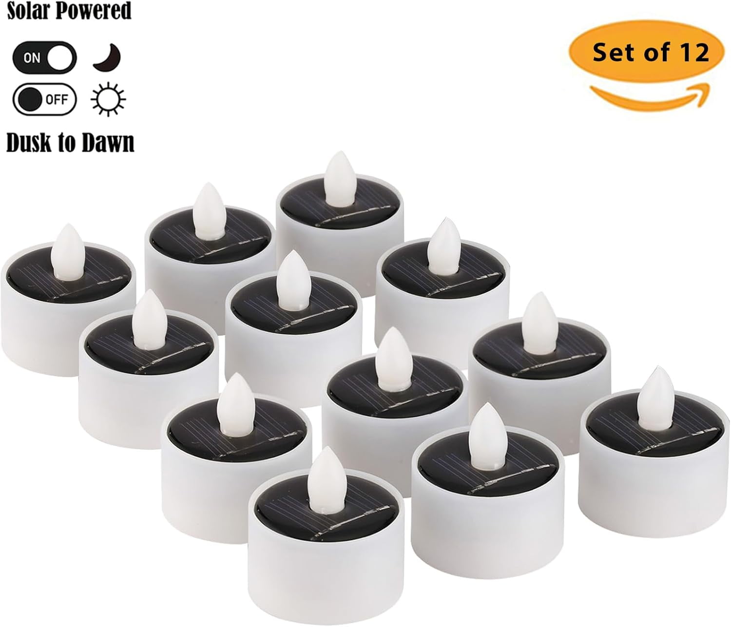 OPVM-12Pack Solar Tea Lights Outdoor Waterproof, Small Solar Lights ...