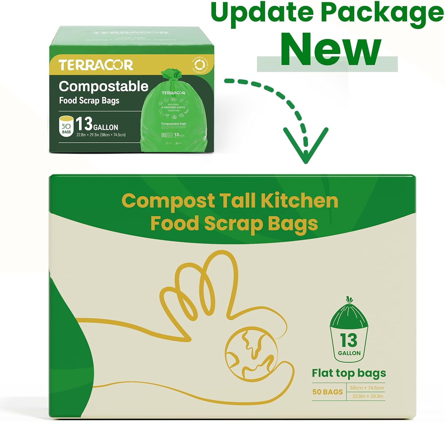 OPVM-13 Gallon Compostable Trash Bags,50 Count, Heavy Duty Tall Kitchen ...