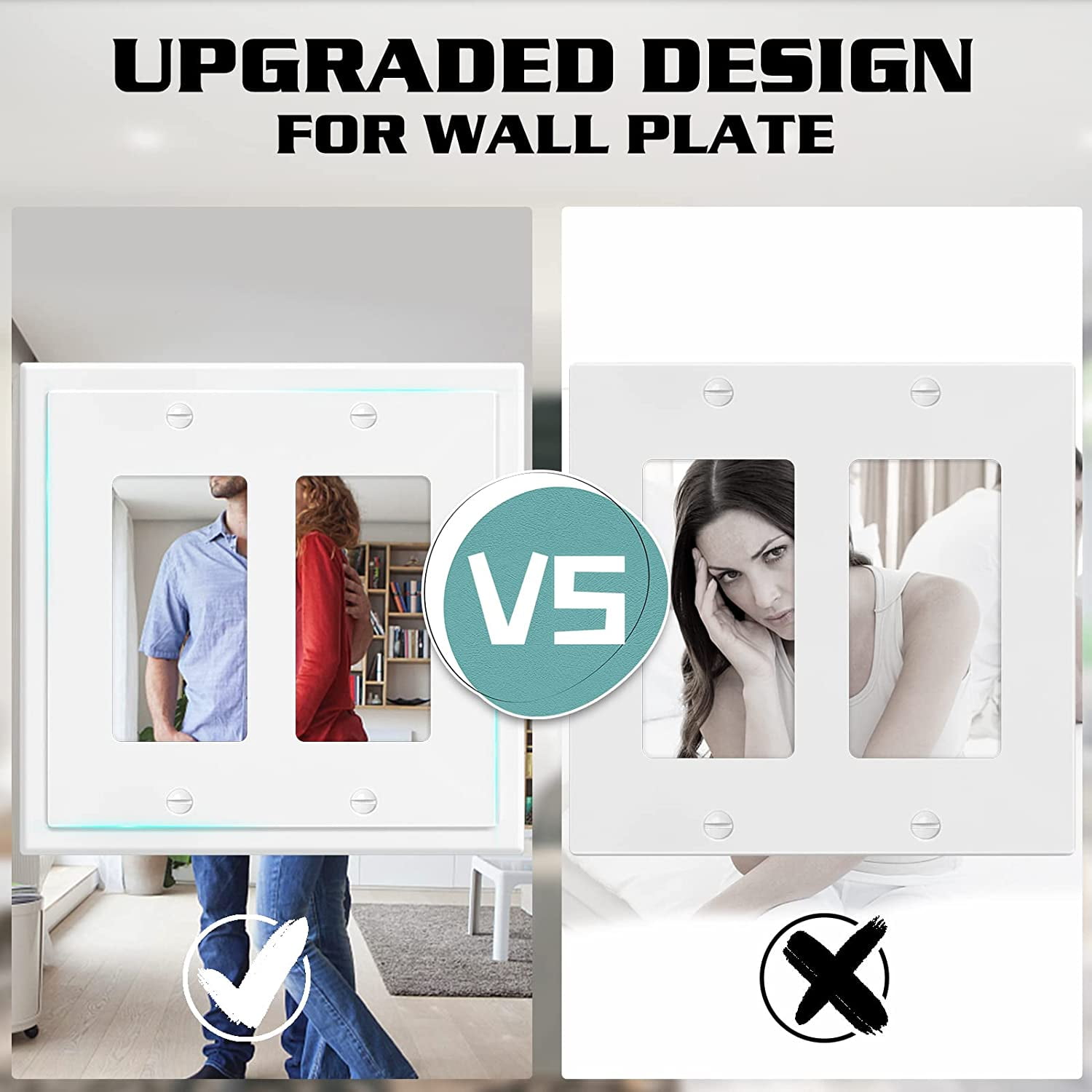OPVM-2-Gang Modern Edge Decorative Wall Plate Cover Switch Outlet ...