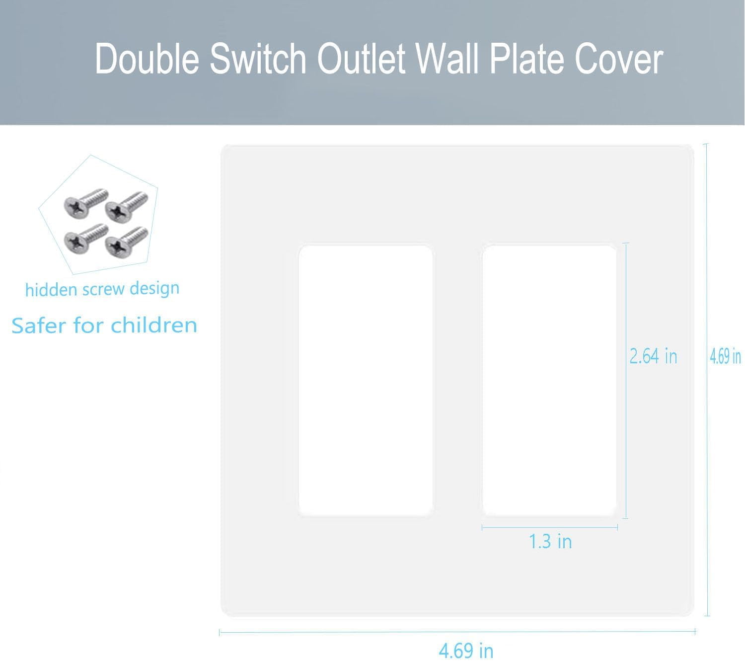 OPVM-2-Gang Screwless Decora Wall Plate Cover Double Switch Outlet ...
