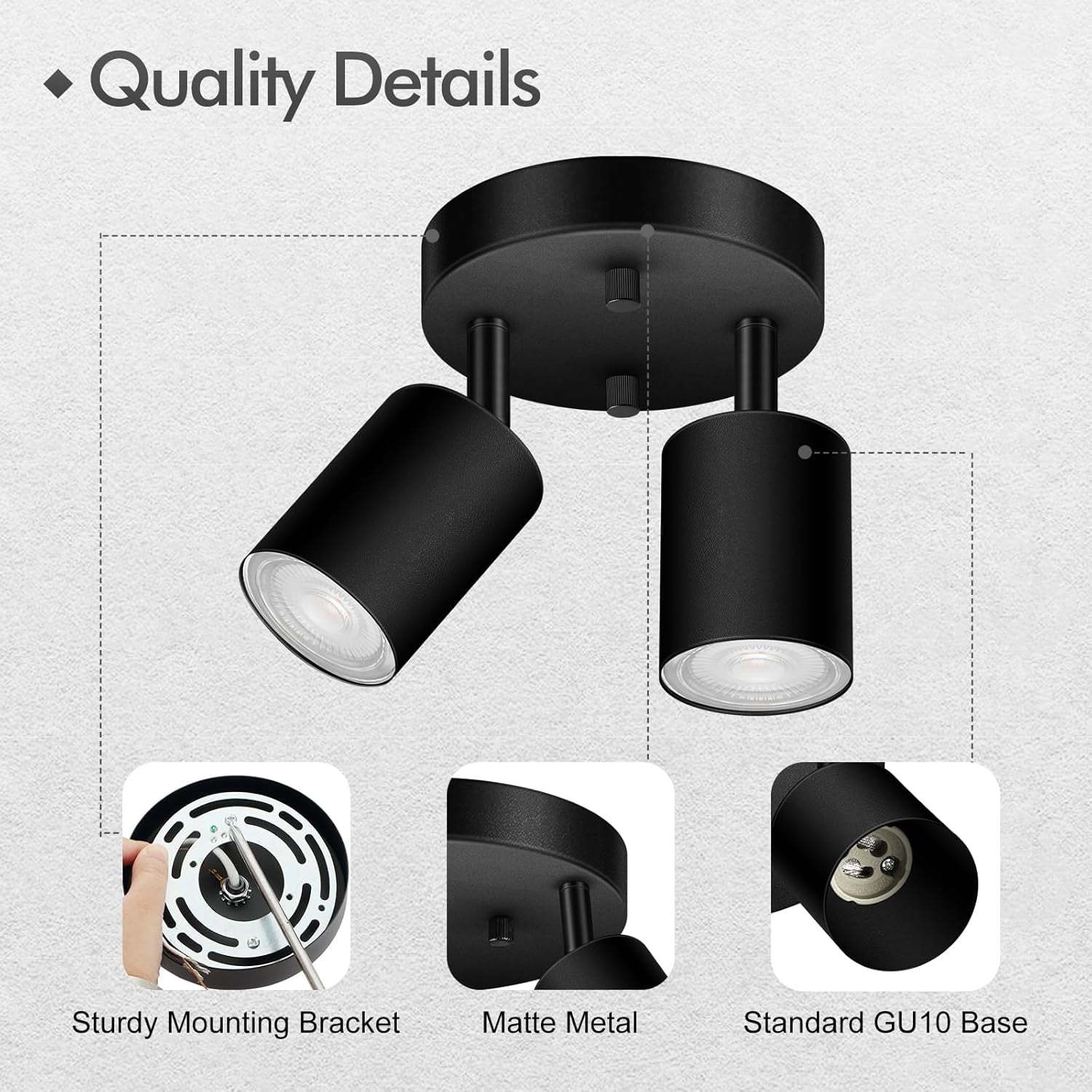 OPVM-2 Light Track Lighting Fixtures Ceiling, Matte Black Round ...