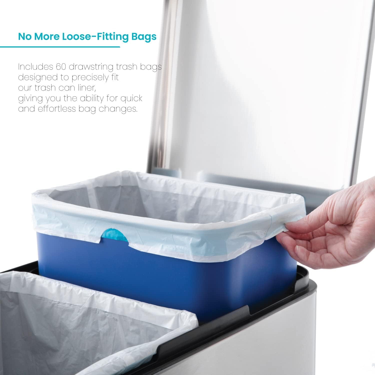 OPVM-2-Pack 5 Gallon Kitchen Trash Bags with Drawstring Handles, Heavy ...