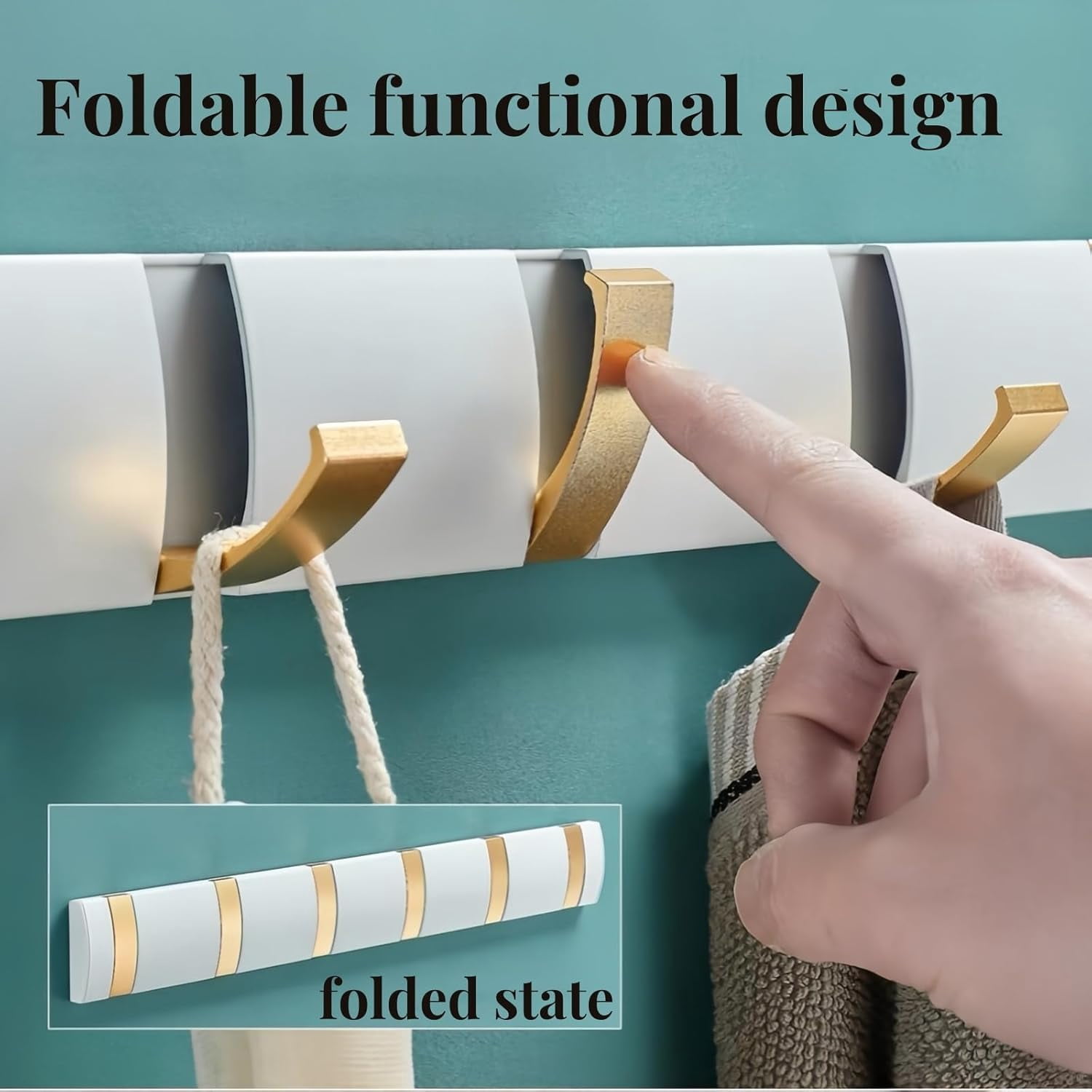 OPVM-2 Pack Foldable Stylish Modern Hook Rack with 5 Hooks, Coat Hooks ...