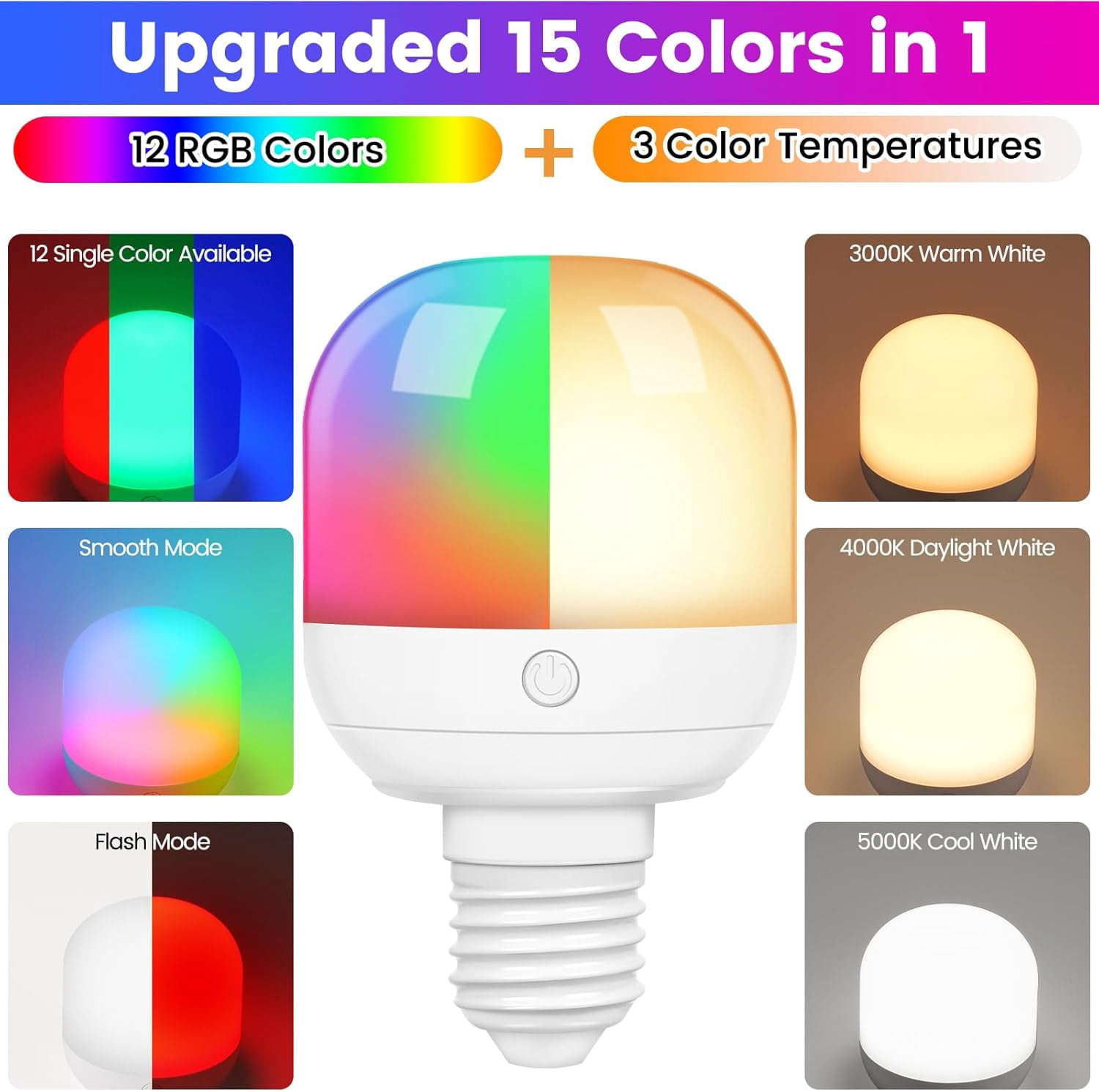 OPVM-2-Pack Rechargeable Battery Operated Light Bulb with Remote ...