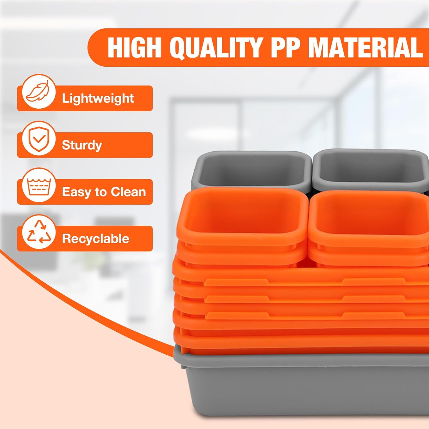 OPVM-21 PCS Desk Drawer Organizer Set, PP Material Interlocking Drawer ...