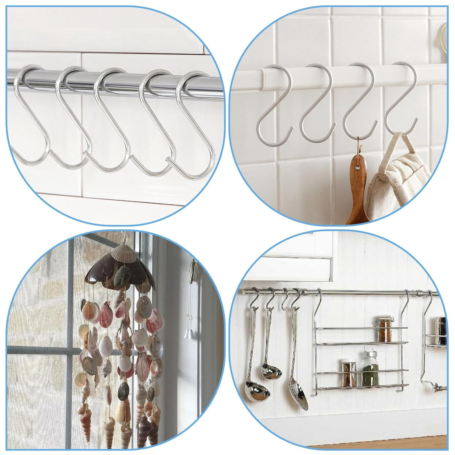 OPVM-24 Pcs 304 Stainless Steel S Hooks, Industrial Grade Quality ...